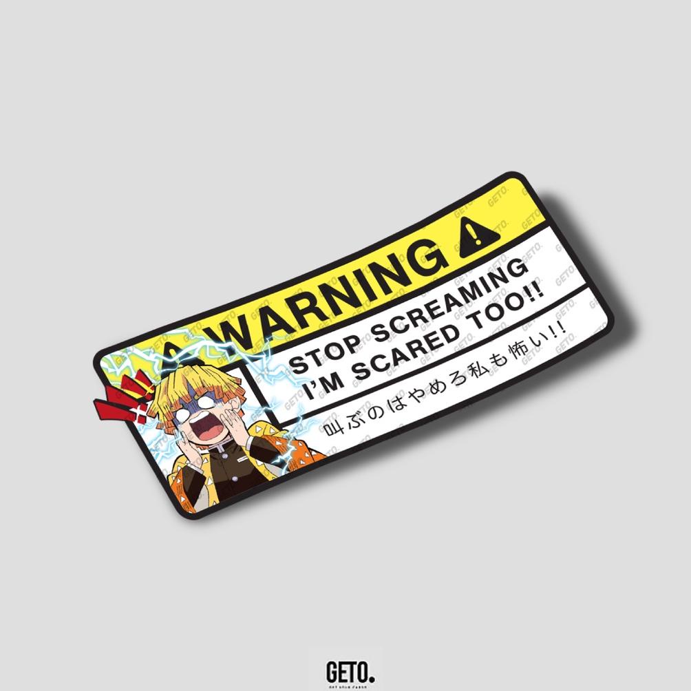 Jual COD!! ANIME CAR WARNING STICKERS - DEMON SLAYER ZENITSU (PREMIUM ...