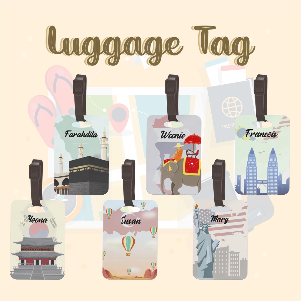 Jual Owhale Custom Luggage Tag Bag Tag Tas Koper Country Abstract ...