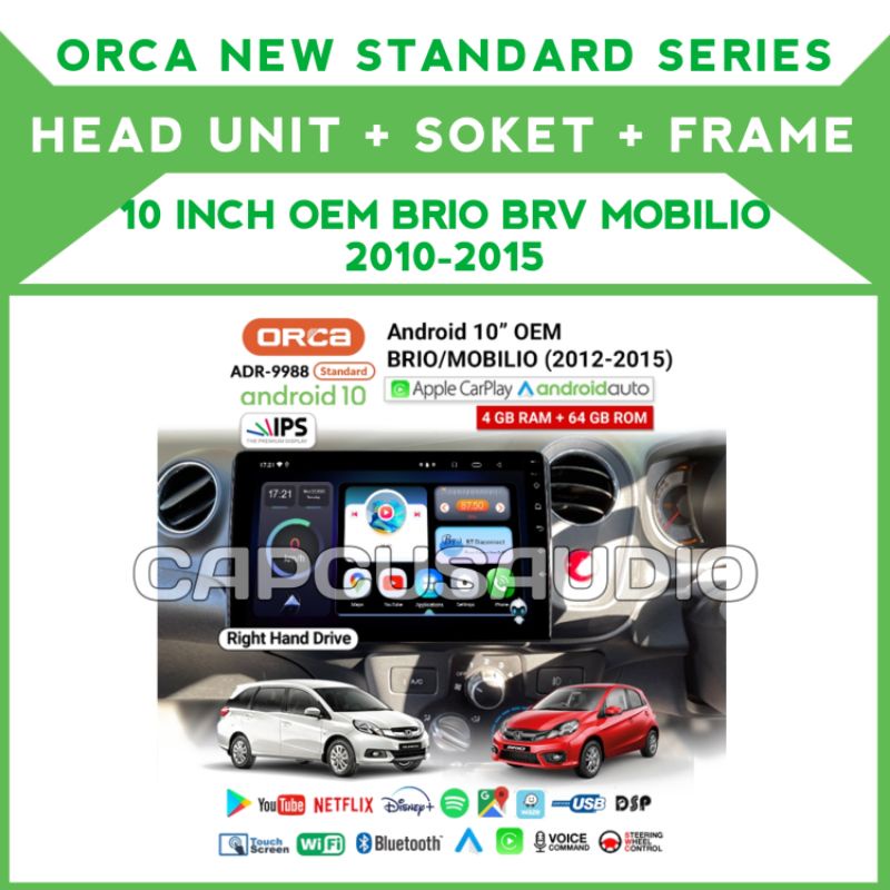 Jual HEAD UNIT ANDROID 10 INCH OEM BRIO BRV 2010-2015 ORCA NEW STANDARD ...