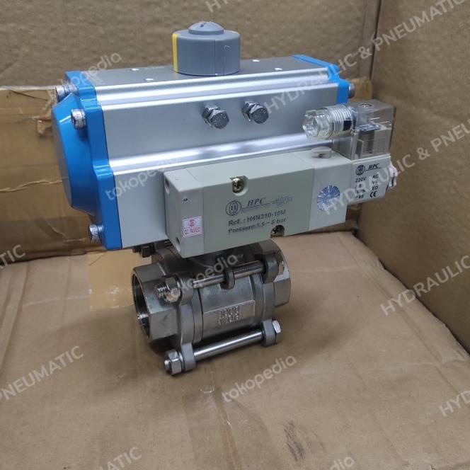 Jual Ball Valve 3Pc 1 1/2" Inch Pneumatic Actuator Double Acting ...