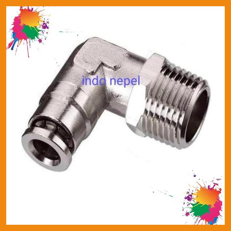 Jual push in 10 x 3/8 elbow metal besi selang pu knee fitting pneumatic ...