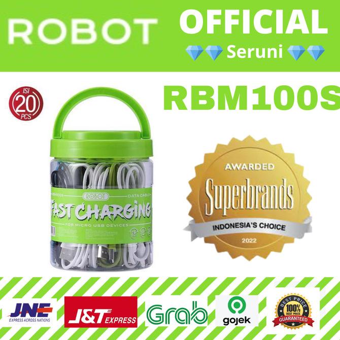 Jual ( 1 TOPLES ISI 30 PSC ) KABEL DATA ROBOT RBM100 2A 100CM | Shopee Indonesia