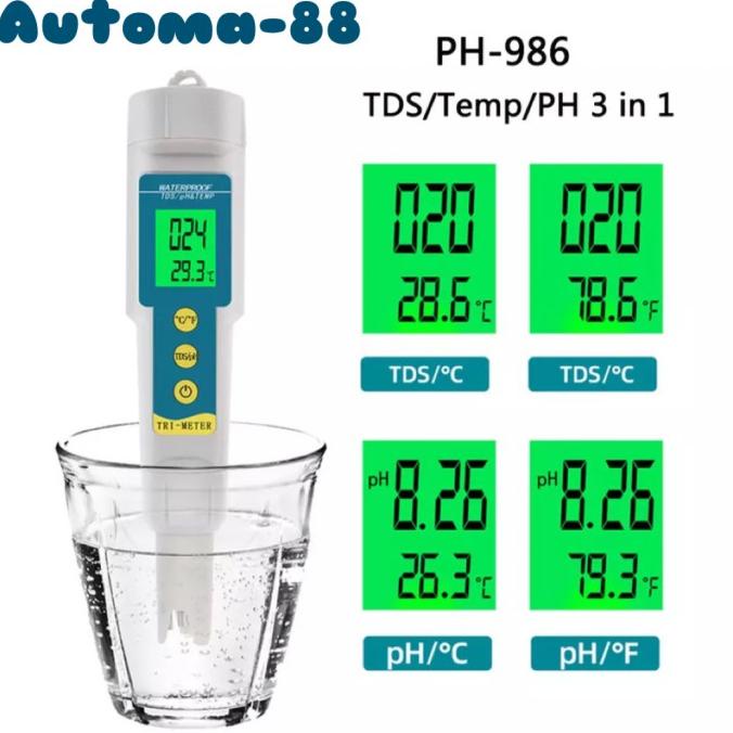 Jual Digital PH TDS Temperature Meter Tri-meter Water Analyzer Kolam ...