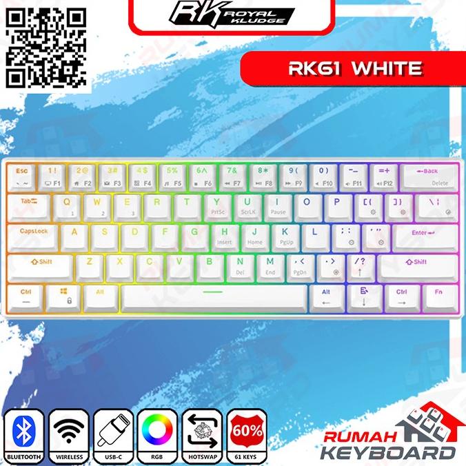 Jual Mechanical Keyboard - Royal Kludge - Rk61 - 3 Mode - Rgb - White ...