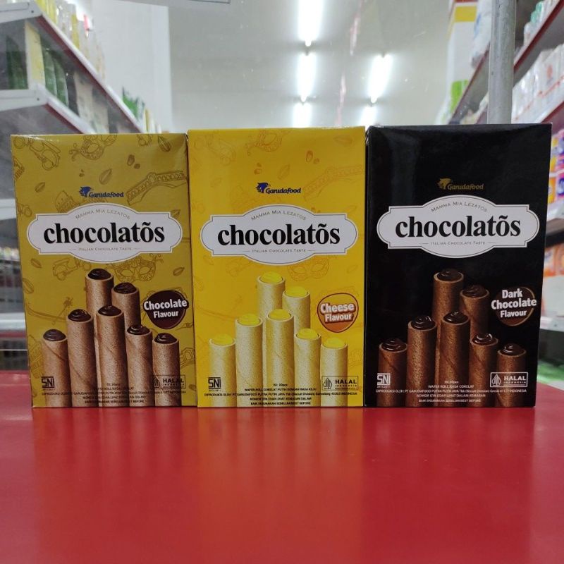 Jual Chocolatos Wafer Roll 280 gr, 1 pak isi 24 pcs @ 14 gr | Shopee ...
