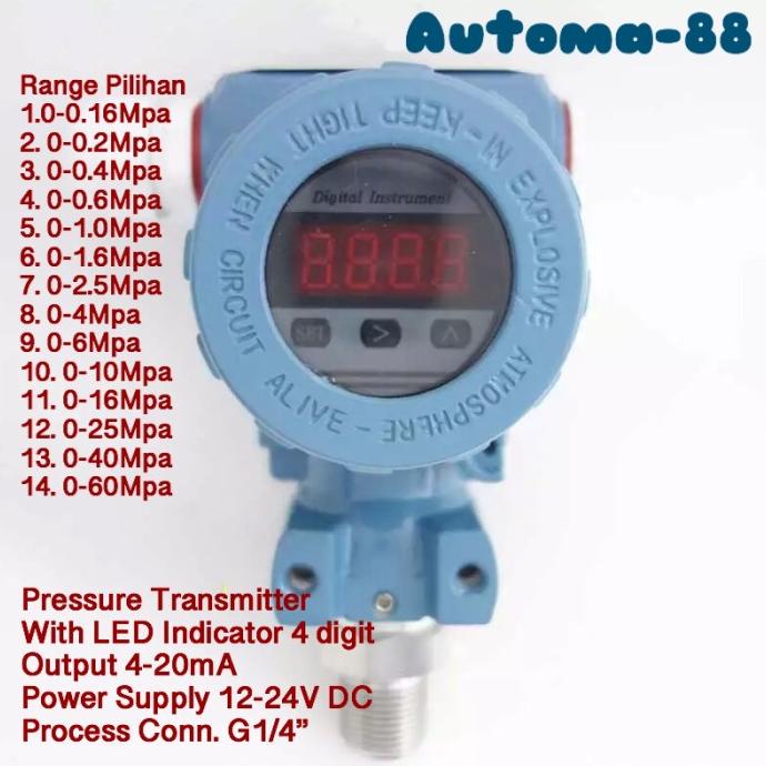 Jual PRE-ORDER Pressure Transmitter Output 4-20mA 24V with Local Indicator | Shopee Indonesia