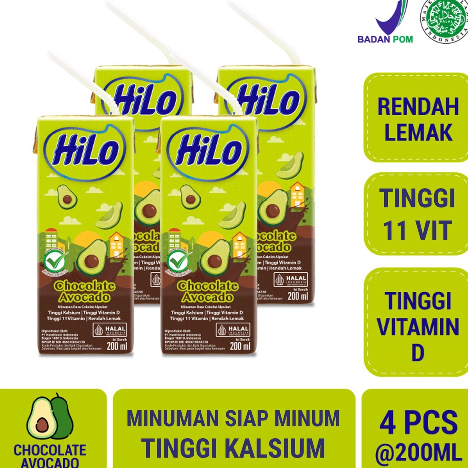 Jual Sale 4 Pack - HiLo UHT Chocolate Avocado Ready to Drink 200ml ...