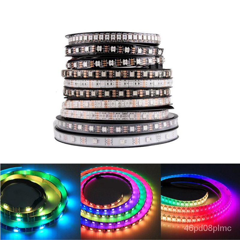 Jual &WS2812B WS2812 5V Led Strip Light Black White PCB Waterproof IP30 ...