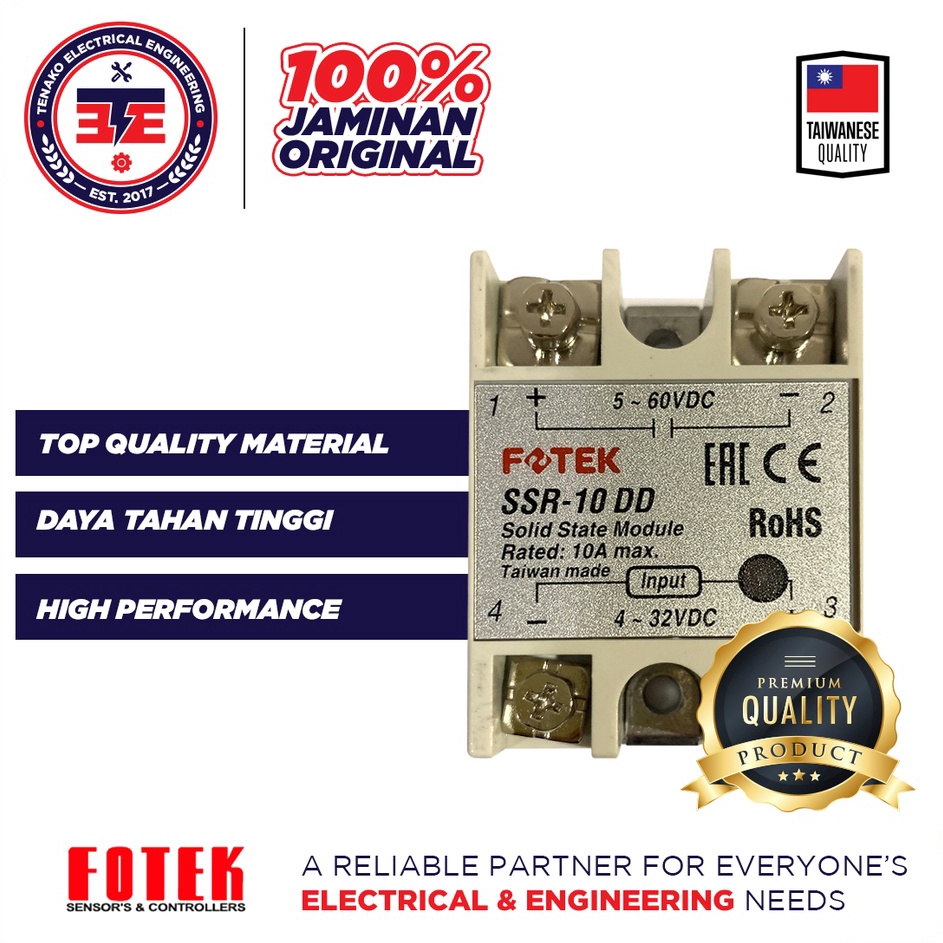 Jual ・ Fotek SSR-10DD MADE IN TAIWAN SSR 10DD Solid State Relay Fotek 10 Amper DC to DC o Produk ...