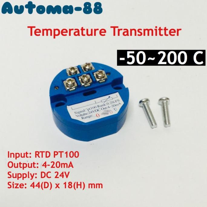 Jual RTD PT100 PT-100 Temperature Transmitter -50~200C Output 4-20mA ...