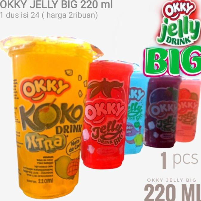 Jual Okky jelly drink BIG 220ml 1 dus isi 24 gelas harga 2000 an all varian | Shopee Indonesia