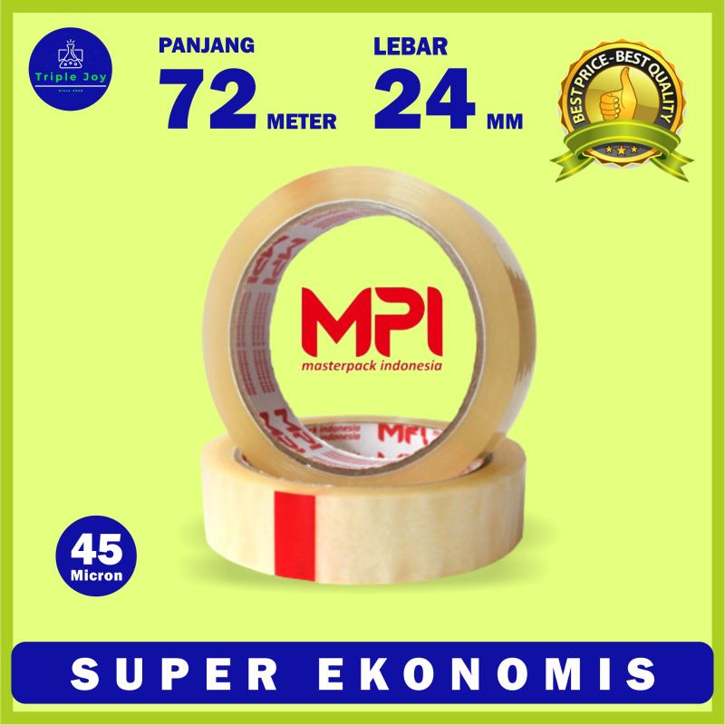 Jual Isolasi MPI 1 Inch Selotip 24mm x 72m Bening Cello Tape MPI ...