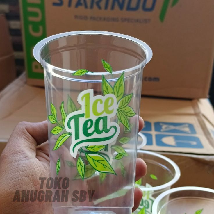 Jual GDWV0541 HOT Gelas Plastik Sablon Ice Tea 16 Oz Starindo Tebal 5 ...