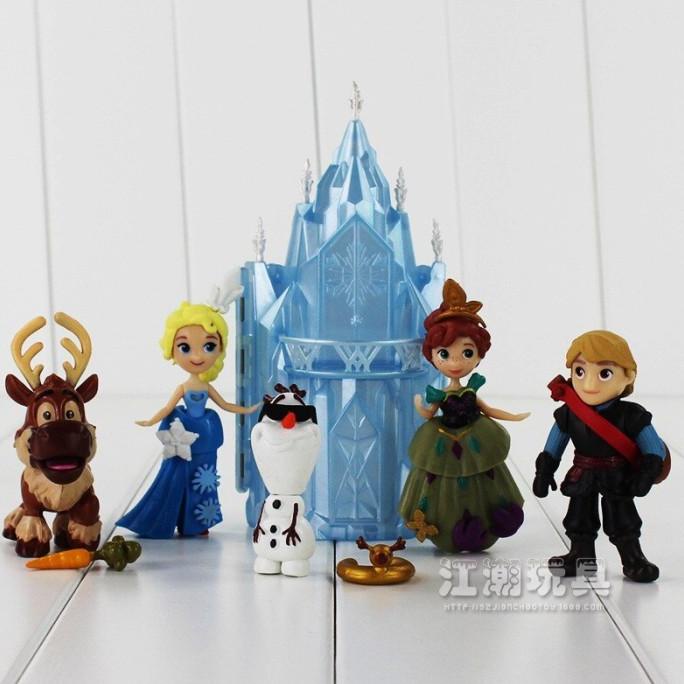 Jual Figure Frozen Elsa Anna Olaf Kristoff Sven Istana Set Of 6 Topper ...