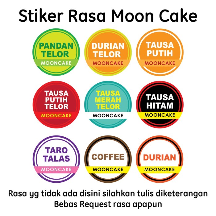 Jual Stiker Rasa Varian Mooncake Sticker Costum Mid Autumn Label Kue ...