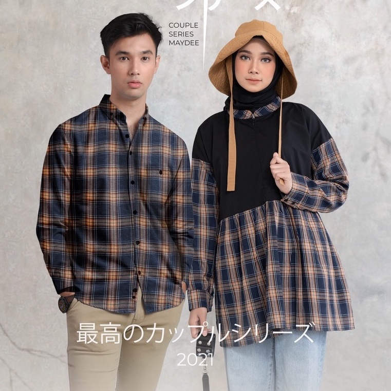 Jual WHN225 Maydee Zara Flannel Couple Kemeja Wanita Flanel Pria | | Shopee Indonesia