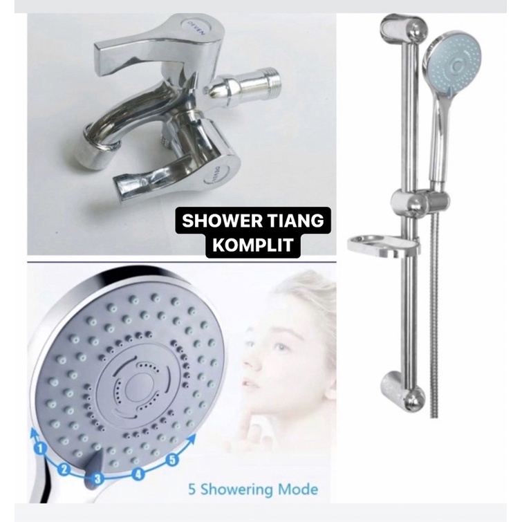Jual New!! Size Besar!! Hand Shower Mandi Set Jumbo 11Cm Komplit Tiang ...
