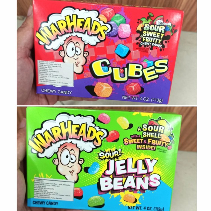 Jual Warheads Sour Sweet Fruity Chewy Candy 113G / Warheads Sour Jelly ...
