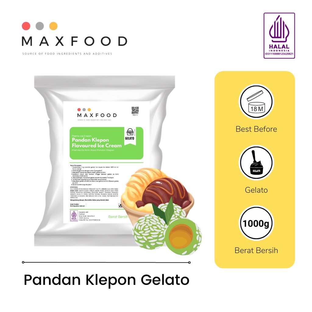 Jual Gelato Powder Pandan Klepon / Bubuk Gelato Rasa Pandan Klepon 1 KG ...