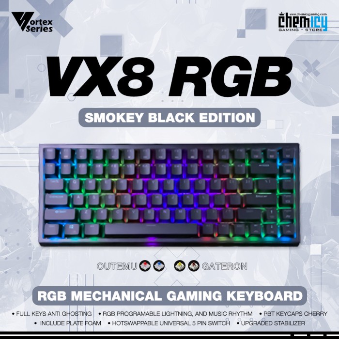 Jual Vortex Series VX8 Smokey RGB Hotswap Mechanical Gaming Keyboard ...