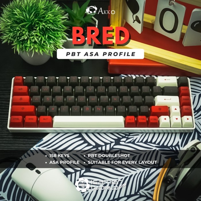Jual Akko Bred ASA Profile 158 Set PBT DBS Mechanical Keycaps | Shopee ...