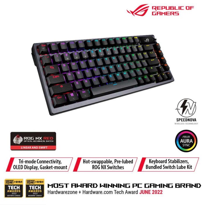 Jual ASUS - ROG Azoth 75 Wireless DIY Custom Gaming Keyboard, OLED ...