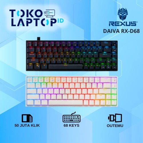 Jual Rexus Daiva Rx-D68 Mechanical Wired Gaming Keyboard | Shopee Indonesia