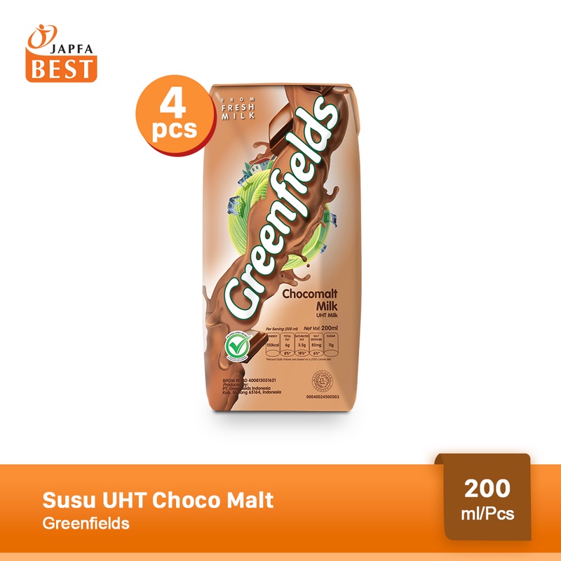 Jual Susu UHT Choco Malt Greenfields 200 ml - Isi 4 pcs | Shopee Indonesia