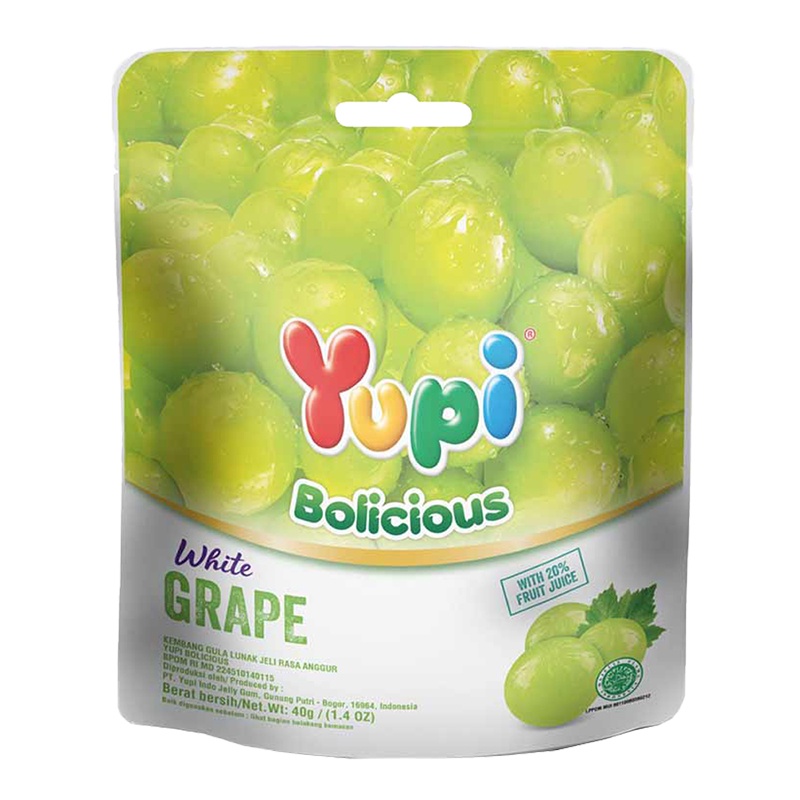 Jual Yupi Bolicious Permen Jelly White Grape Pouch 40 g | Shopee Indonesia