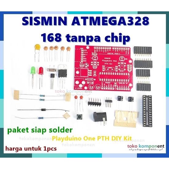 Jual ] sismin atmega328 168 tanpa chip Playduino One PTH DIY Kit ...