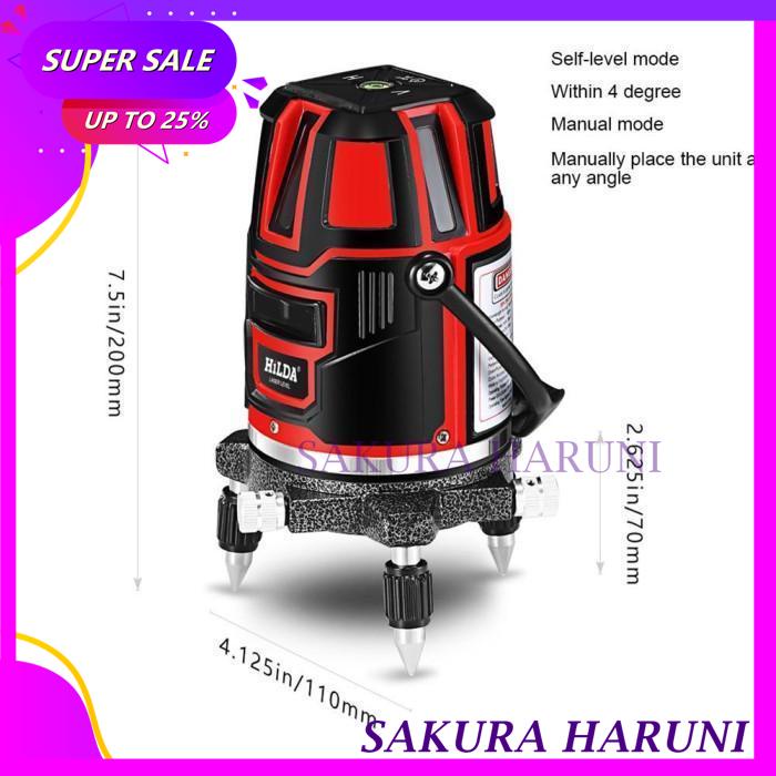 Jual HILDA LASER LEVEL 5 LINE METERAN GARIS LEVELING ALAT UKUR + TRIPOD ...