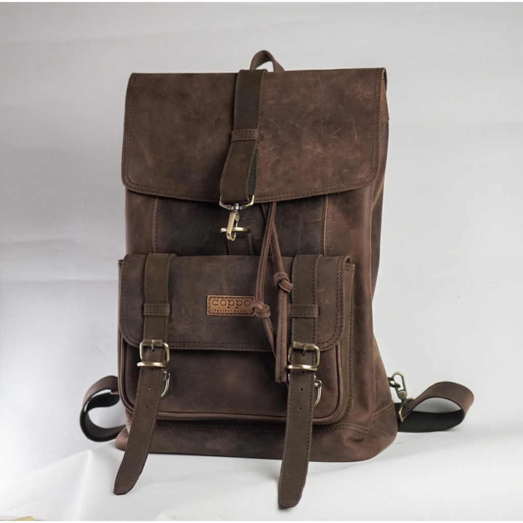 Jual Coppo Travel Bag Full Leather Tas Ransel Full Kulit Bahan Kulit ...