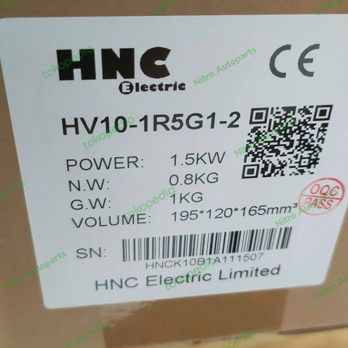 Jual Inverter Hnc Hv10 2Hp Input 1Phase 220V Output 3Phase 220V ...