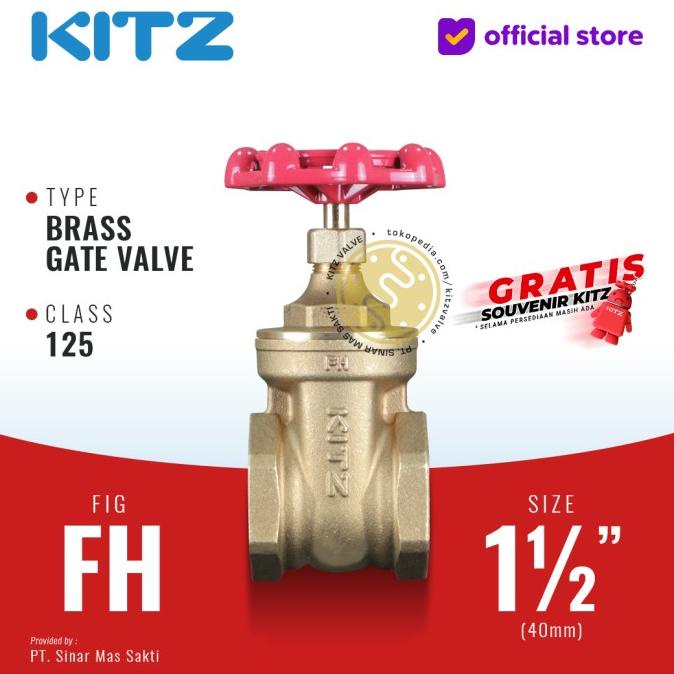 Jual Kitz Brass Gate Valve Fig. 125 Fh 1 1/2" - 40A - 40Mm , Drat / Screw | Shopee Indonesia