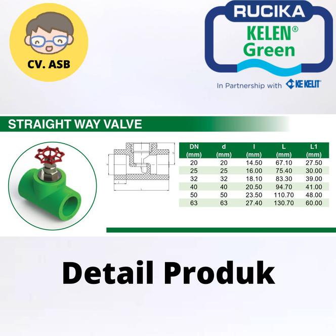 Jual Gate Valve 3/4" Ppr Stop Kran 25 Inch 25Mm Rucika Green Wavin ...