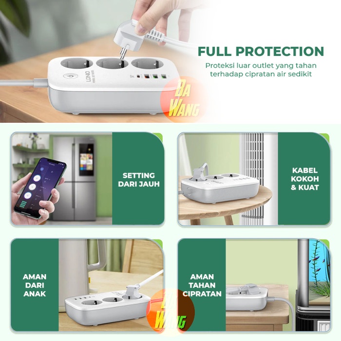 Jual Smart Power Strip Stop Kontak Wireless Usb Type-C Fast Charging Pd 30W | Shopee Indonesia