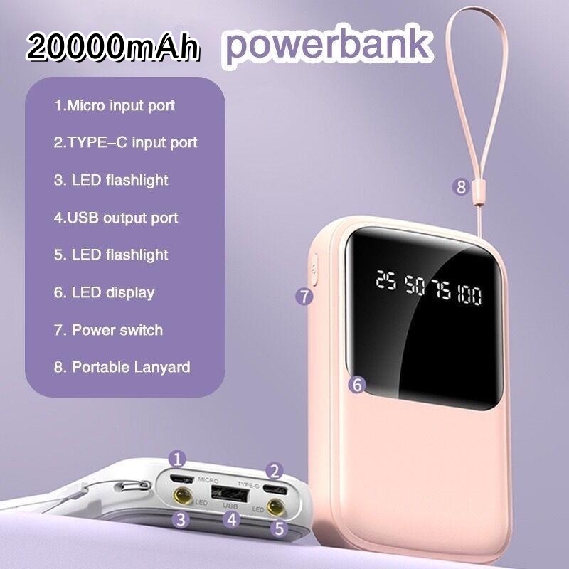 Jual Portabel Mini size Powerbank 20000 mAh with 4data lines Dengan ...