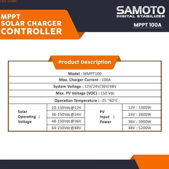 Jual SOLAR CHARGER CONTROLLER MPPT 100A /SAMOTO /TENAGA SURYA / SOLAR ...