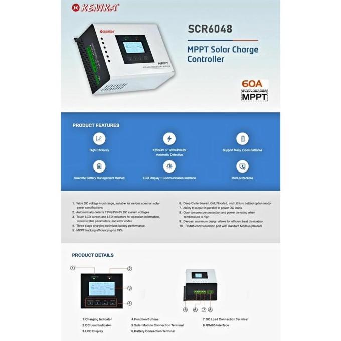 Jual Kenika Scr 6048 Solar Charge Controler Scc Mppt 12 24 36 48 60 A ...