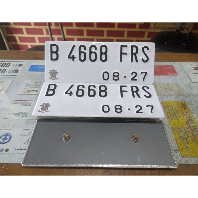 Jual Stok banyak PLAT NOMOR MOTOR PUTIH BAUT TANAM (Lengkap Logo ...