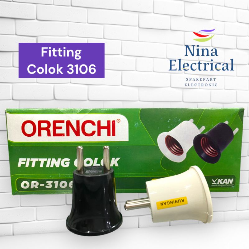 Jual FITTING LAMPU COLOK ORENCHI E27 3106 HITAM DAN PUTIH KUNINGAN ASLI ...
