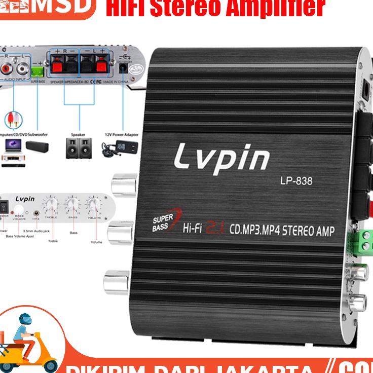 Jual Best Ampli Mini HiFi Stereo Power Amplifier Treble Bass Booster ...