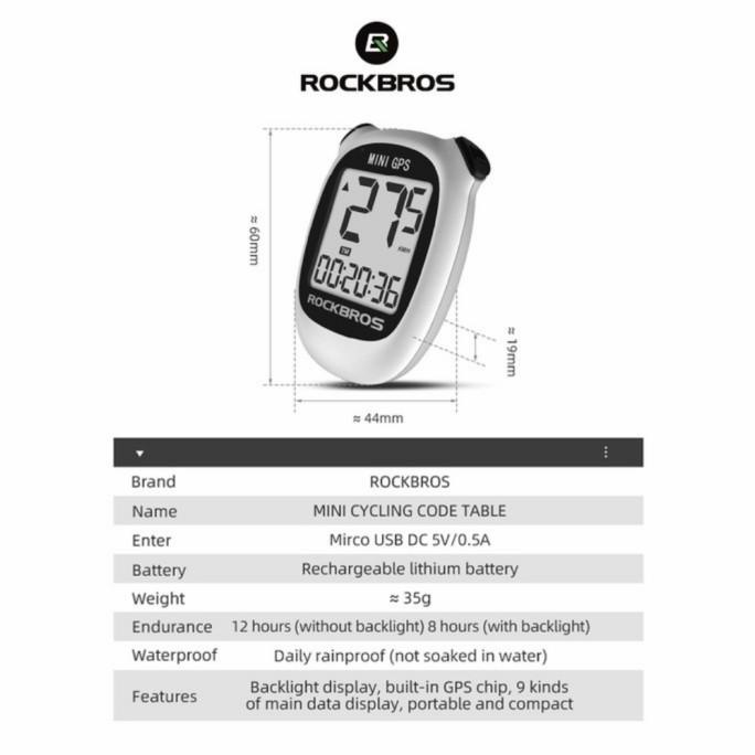 Jual ROCKBROS M3 Mini Bike Computer Speedometer Wireless - 9 Fungsi ...