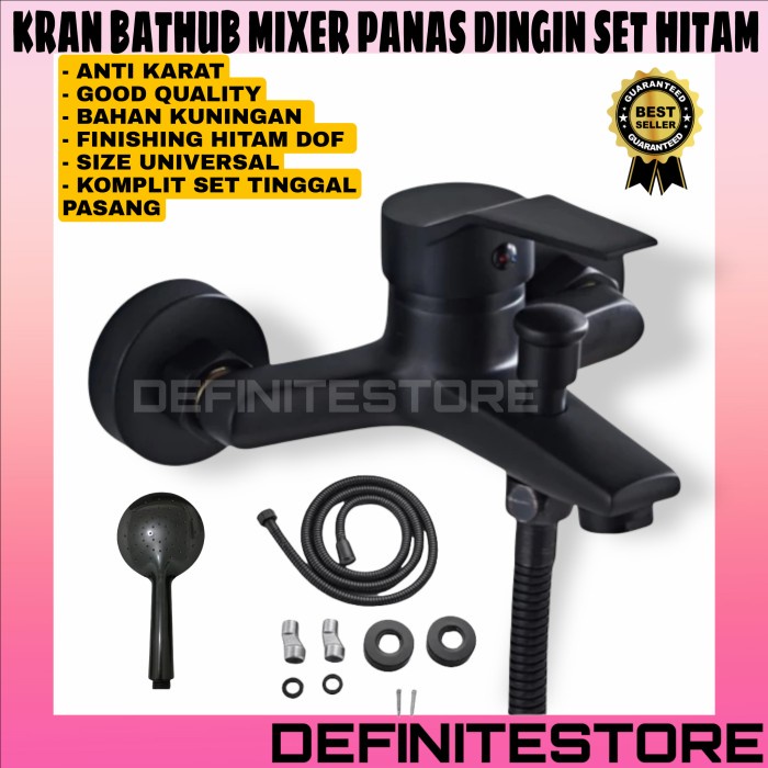Jual KRAN MIXER PANAS DINGIN HITAM STAINLESS SUS 304 KOMPLIT SHOWER ...