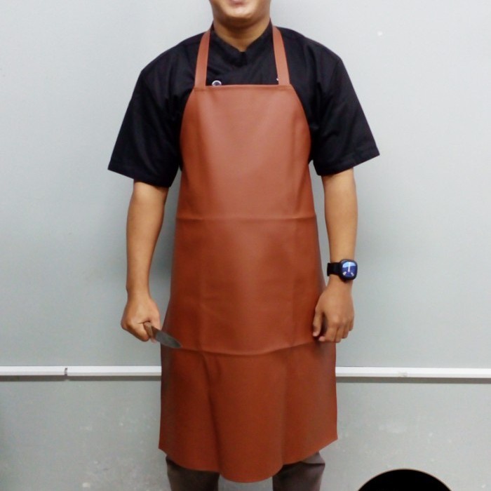 Jual Bestseller Apron / Celemek Pvc (Synthetic Leather) - Coklat ...