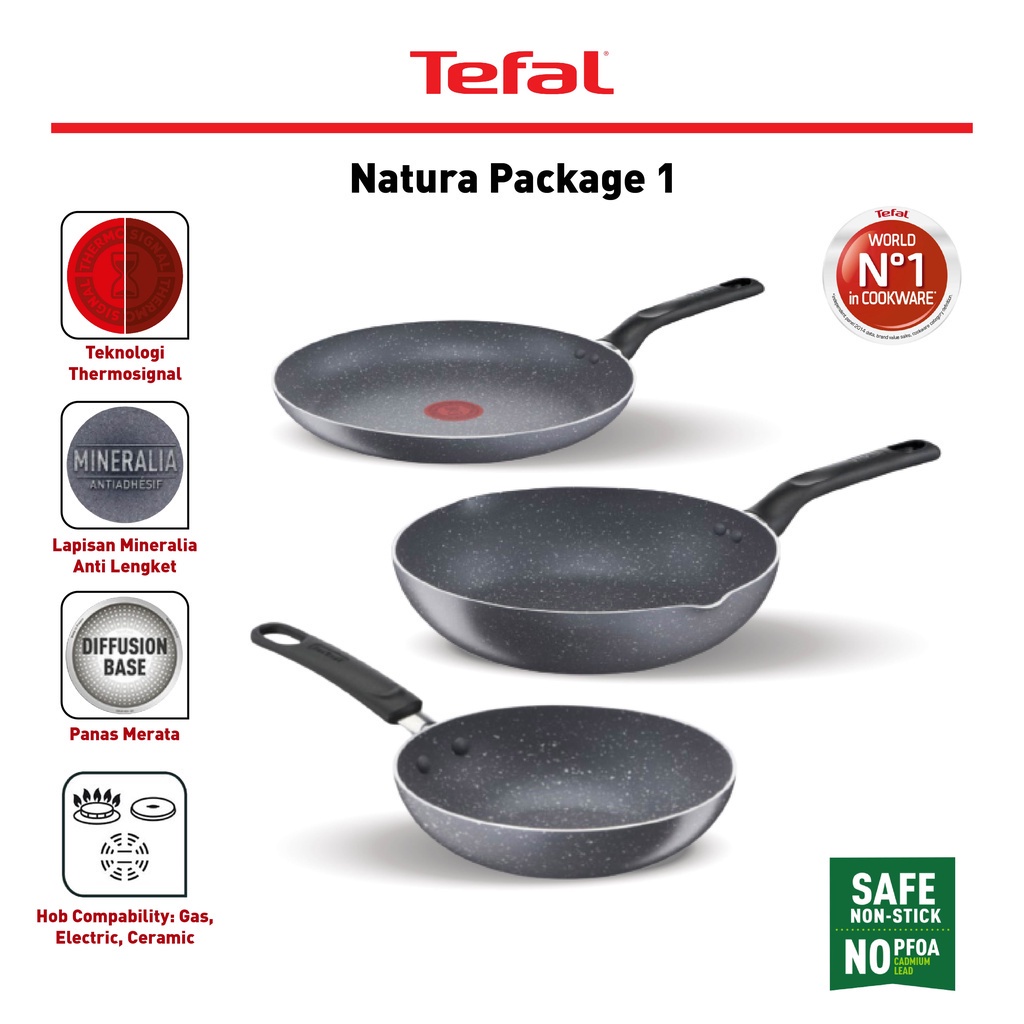 Jual Tefal Natura Package Set 1 Wajan Panci Set Penggorengan / Set Wajan | Shopee Indonesia