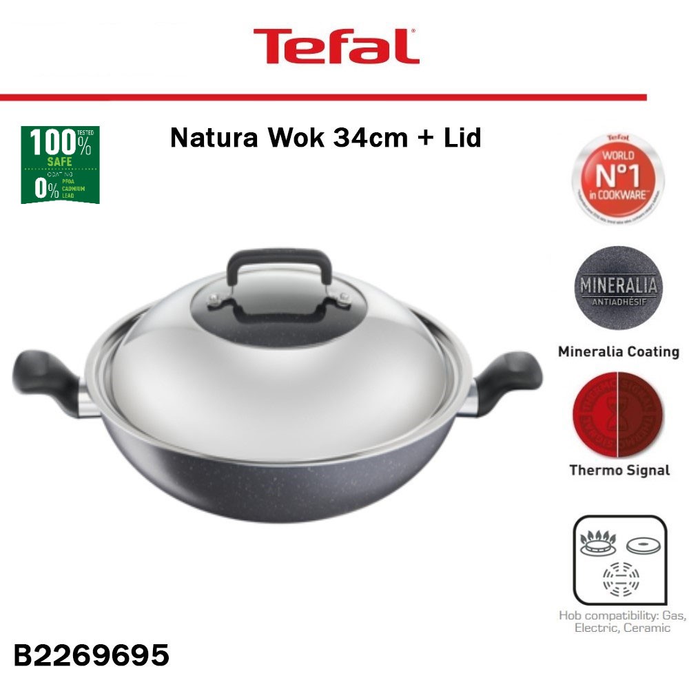 Jual Tefal Natura Wok 34cm+ lid Panci Wajan | Shopee Indonesia