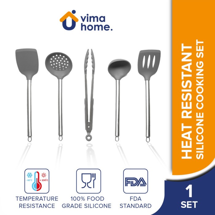 Jual Vima Home Silicone Spatula + Stainless Cooking Set | Shopee Indonesia