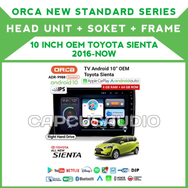 Jual HEAD UNIT ANDROID 10 INCH TOYOTA SIENTA 2016+ ORCA NEW STANDARD ...