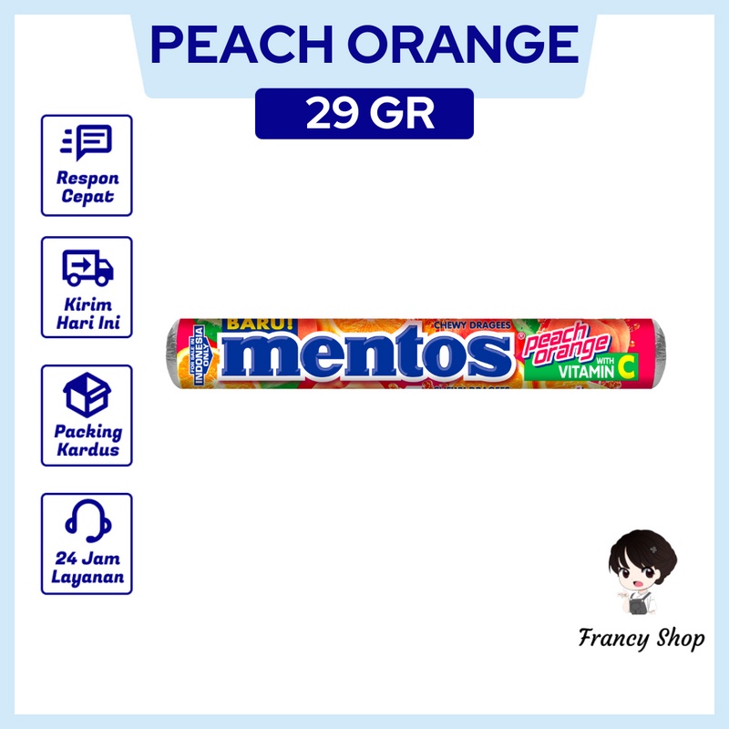 Jual Permen Mentos Roll Peach Orange 29 gr | Shopee Indonesia